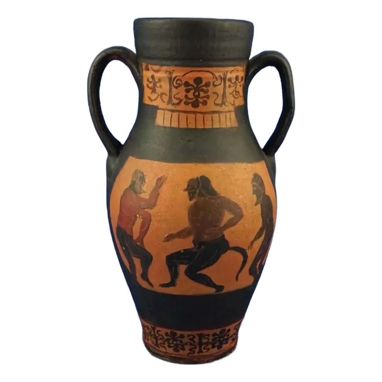 Large Greco-Roman Style Hand-Decorated Ceramic Terracotta 2-Handled ...