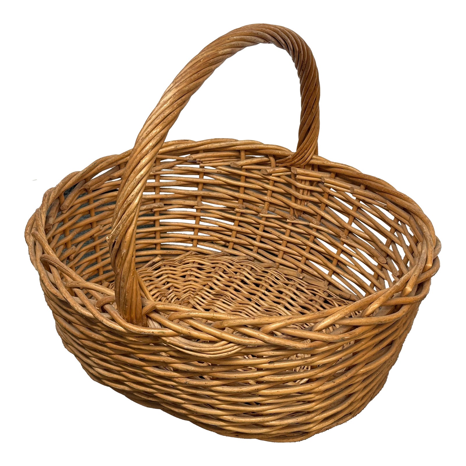 Vintage Wicker Gathering Basket | Chairish