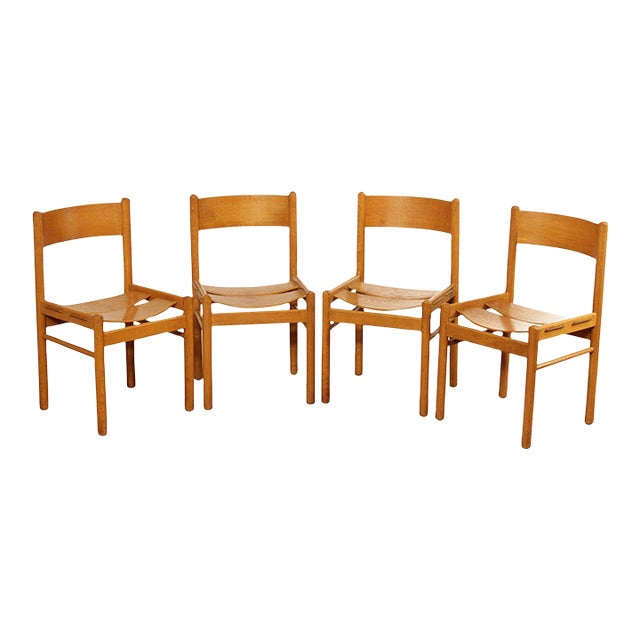 Midcentury Modern Oak Dining Chairs - Set of 4 | Chairish