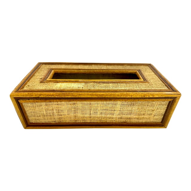 Vintage Mid-Century Rattan Tissue Box Cover | Chairish