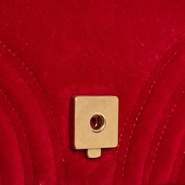 Gucci Red Matelasse Velvet Mini Gg Marmont Shoulder Bag | Chairish