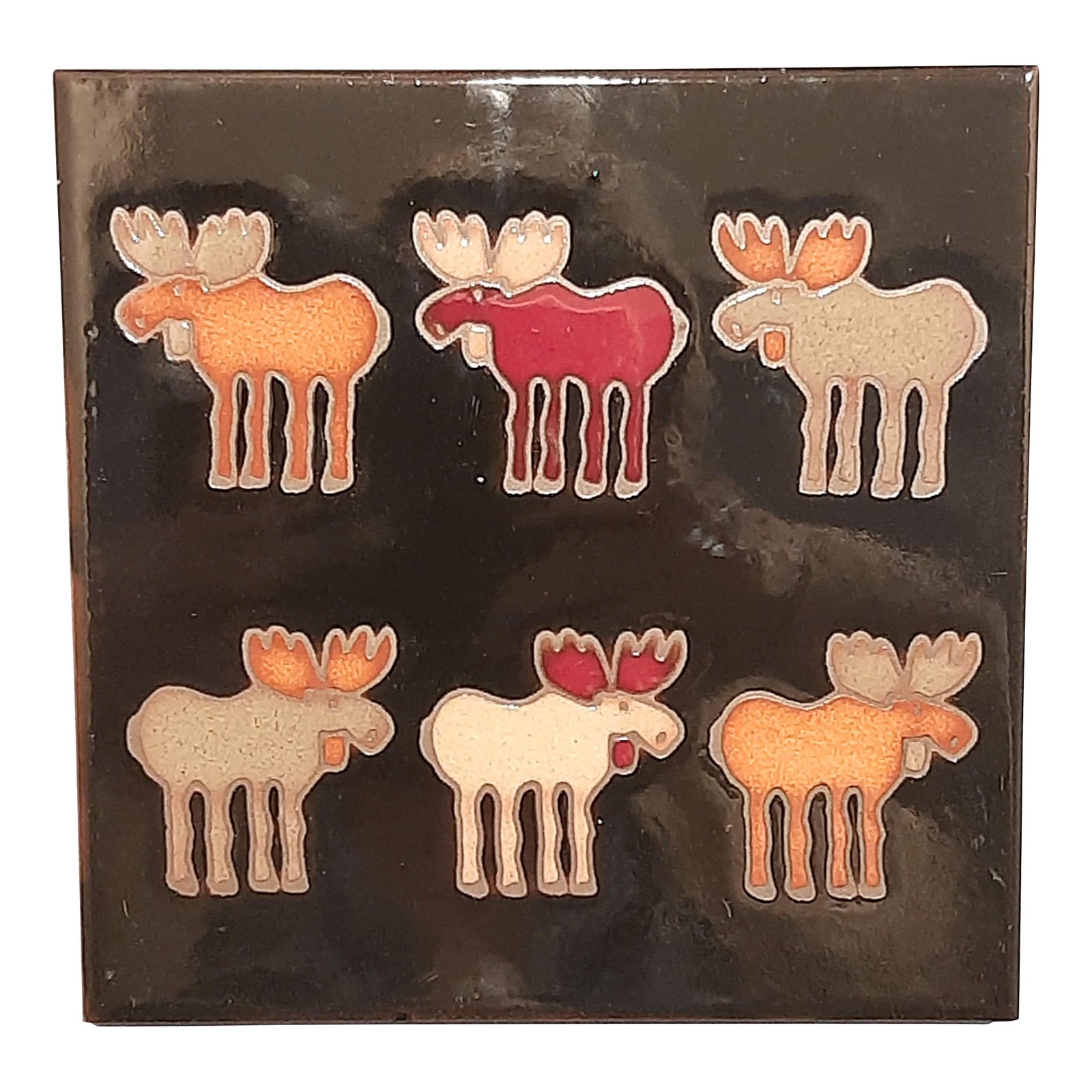 Moose Glazed Tile Trivet Coaster | Chairish