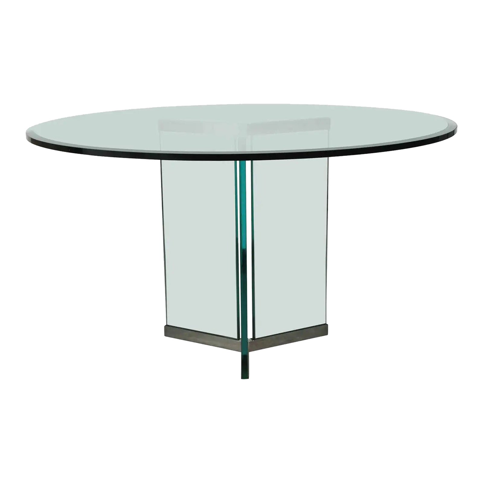 1970s Leon Rosen Dining Table for Pace Glass Nickel Plated | Chairish
