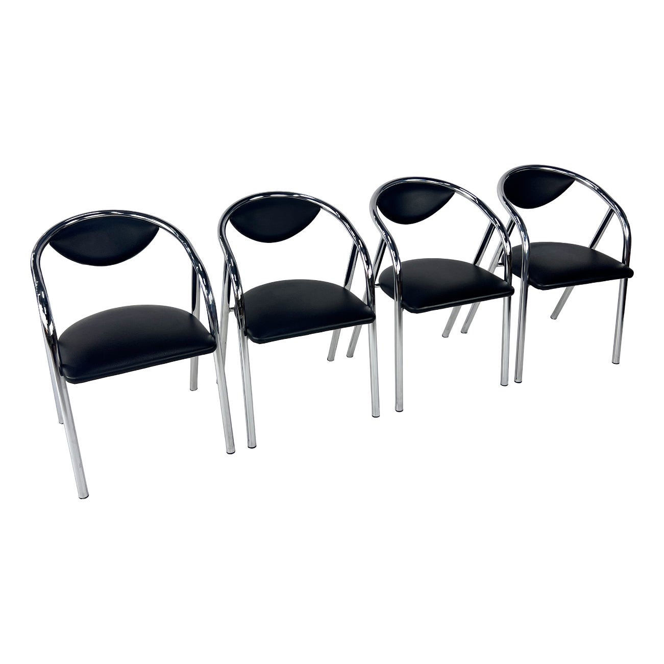 Postmodern Tubular Frame and Leather Dining Chairs, 1980s, Set of 4 ...