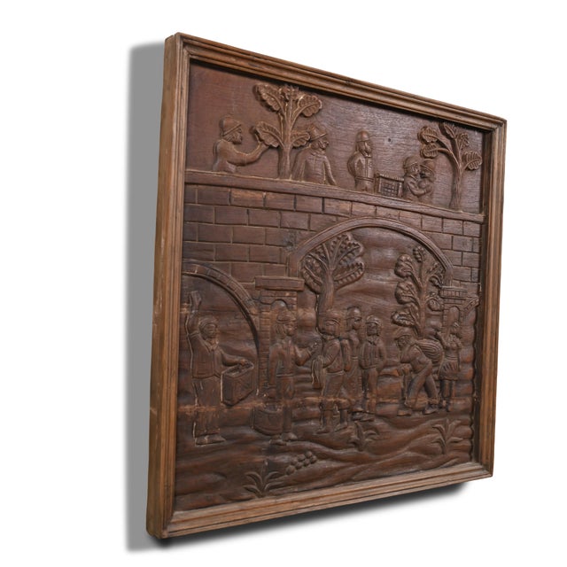 Vintage Hand Carved Wooden Panel | Chairish