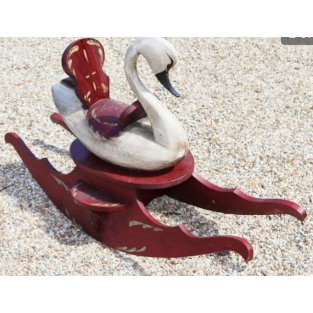 1950s Vintage Hand Painted Kids Swan Rocking Chair | Chairish