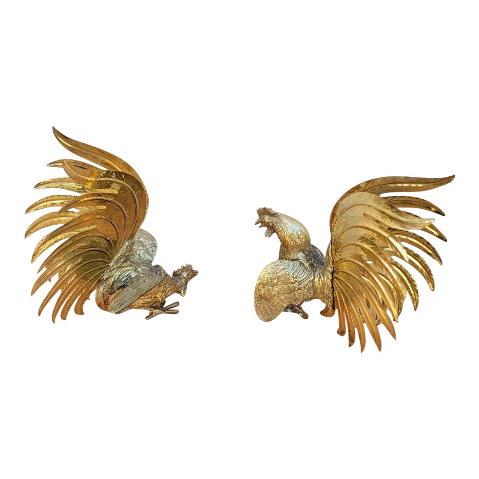 Vintage Fighting Rooster Bookends - Set of 2 | Chairish