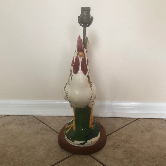 Mid-Century Modern Farm House Ceramic Rooster Table Lamp | Chairish
