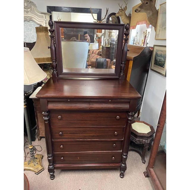 Antique walnut dresser with mirror store