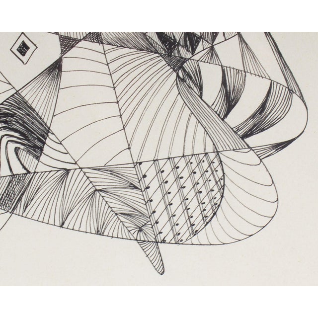 1957 Abstract Ink Drawing Signed by Gilbert Hancox | Chairish