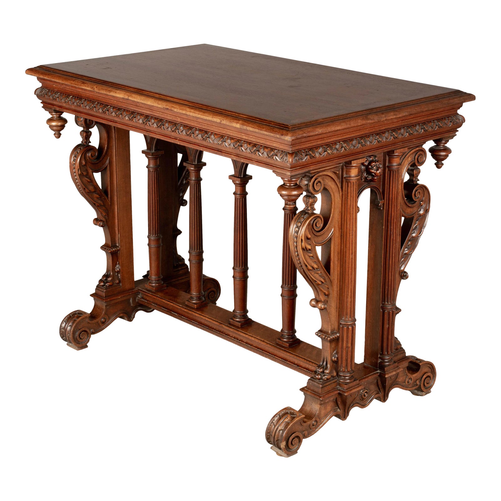 Louis XIII Style French Walnut Side Table | Chairish