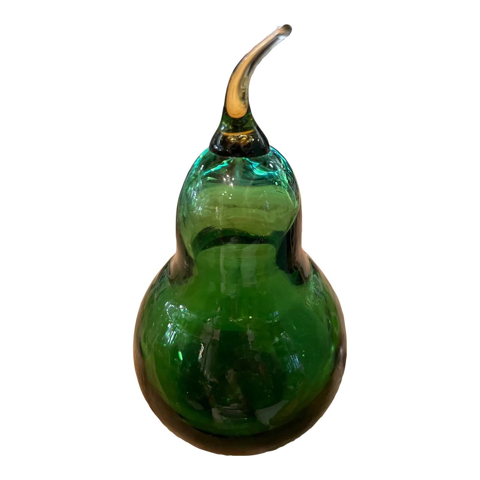Vintage Glass Green Pear | Chairish