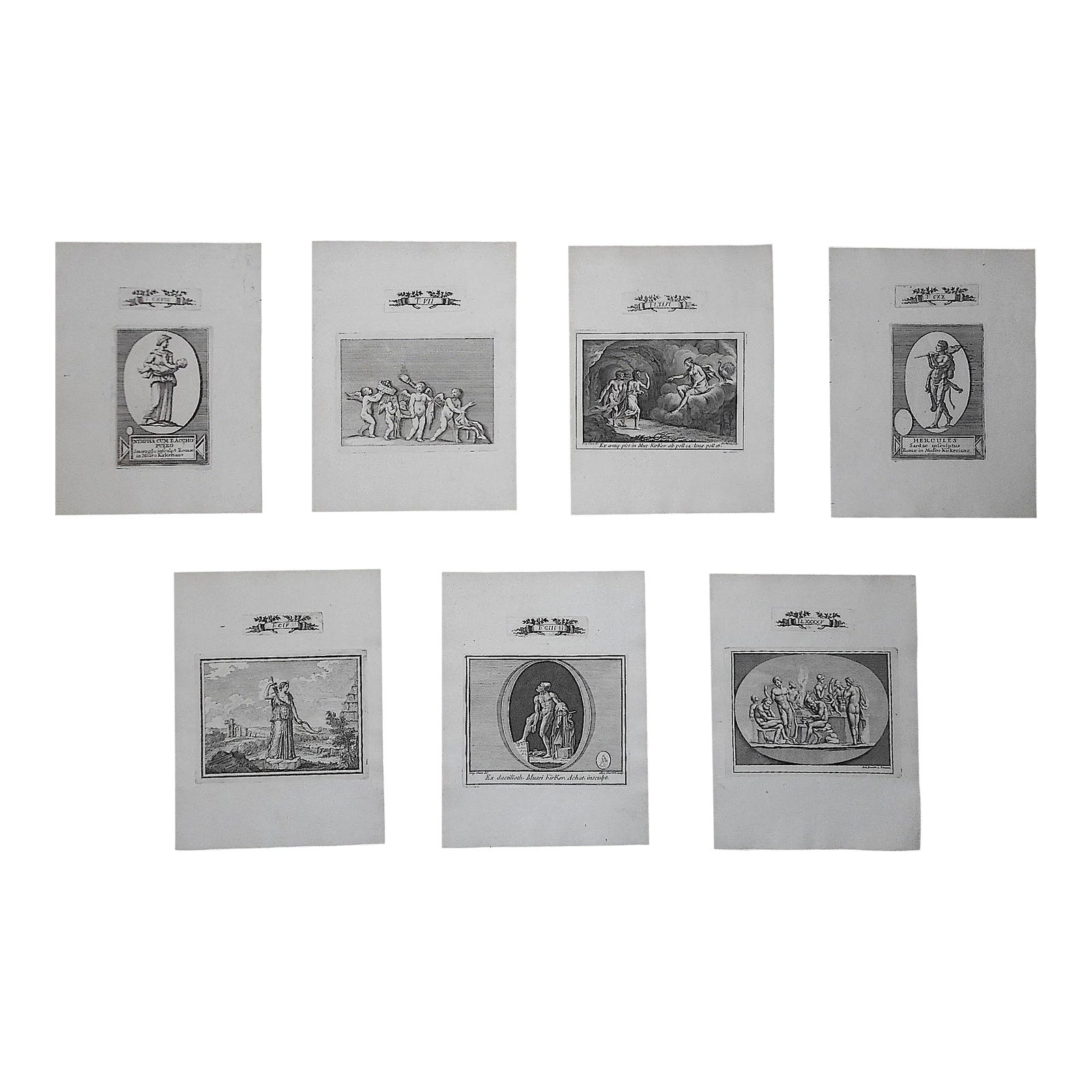 Antique 18th Century Copperplate Engravings-Roman Mythology-Italy - Set ...