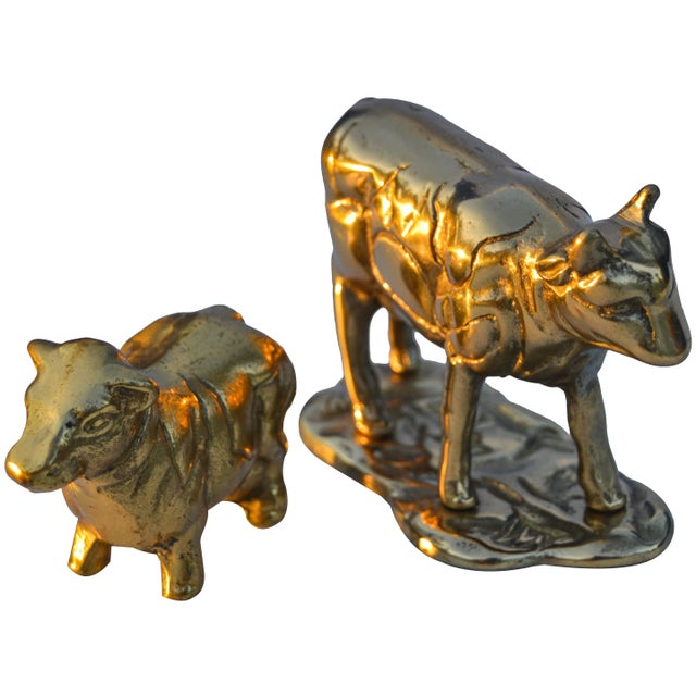 Midcentury Brass Cow & Calf, S/2 | Chairish