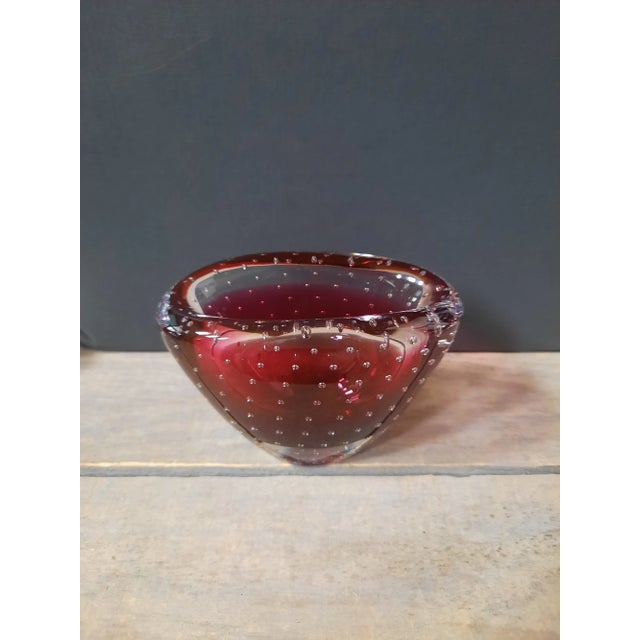 Vintage 60s Vicke Lindstrand for Kosta Boda Bubble Encased Red Glass ...