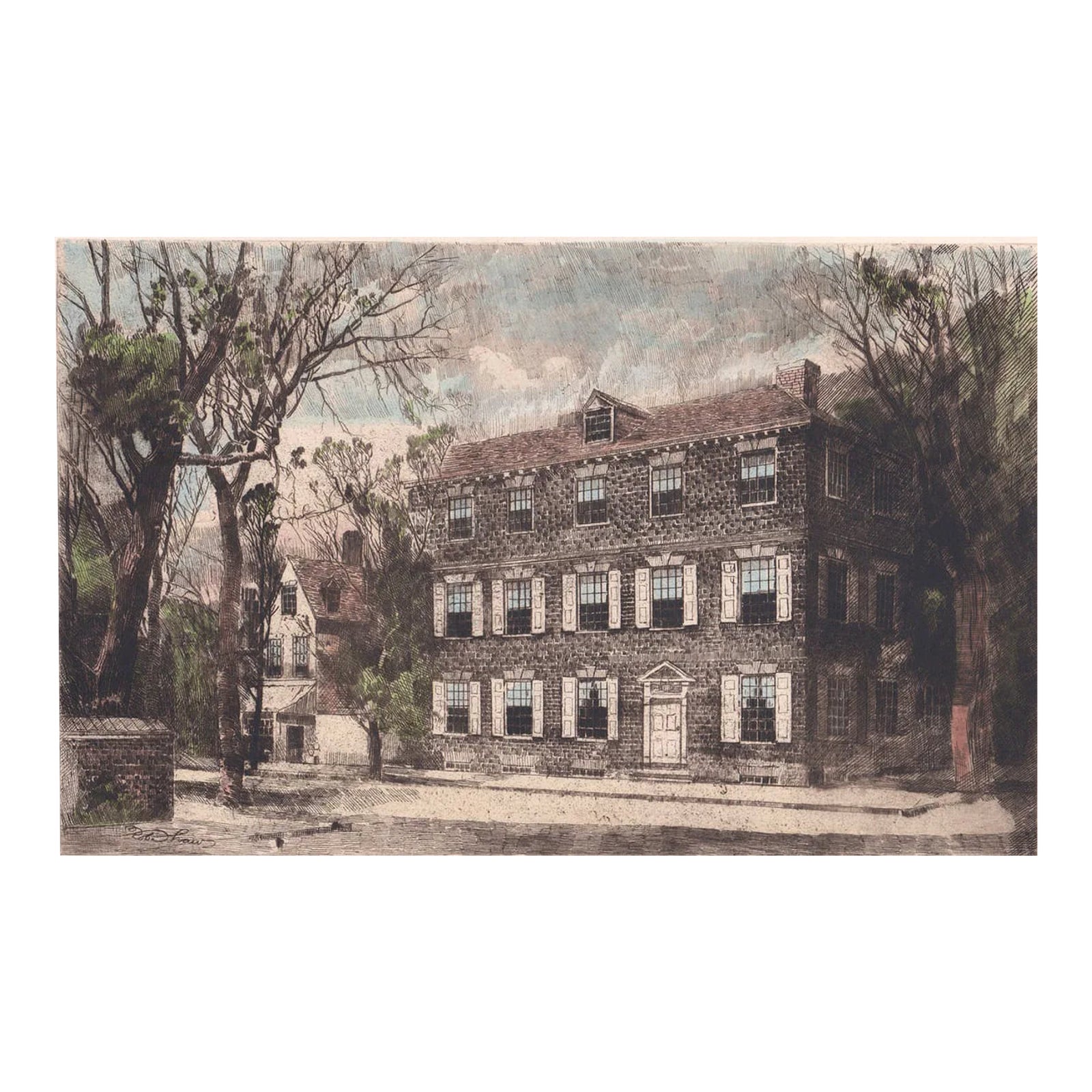 1907 Robert Shaw Declaration House Philadelphia Etching | Chairish