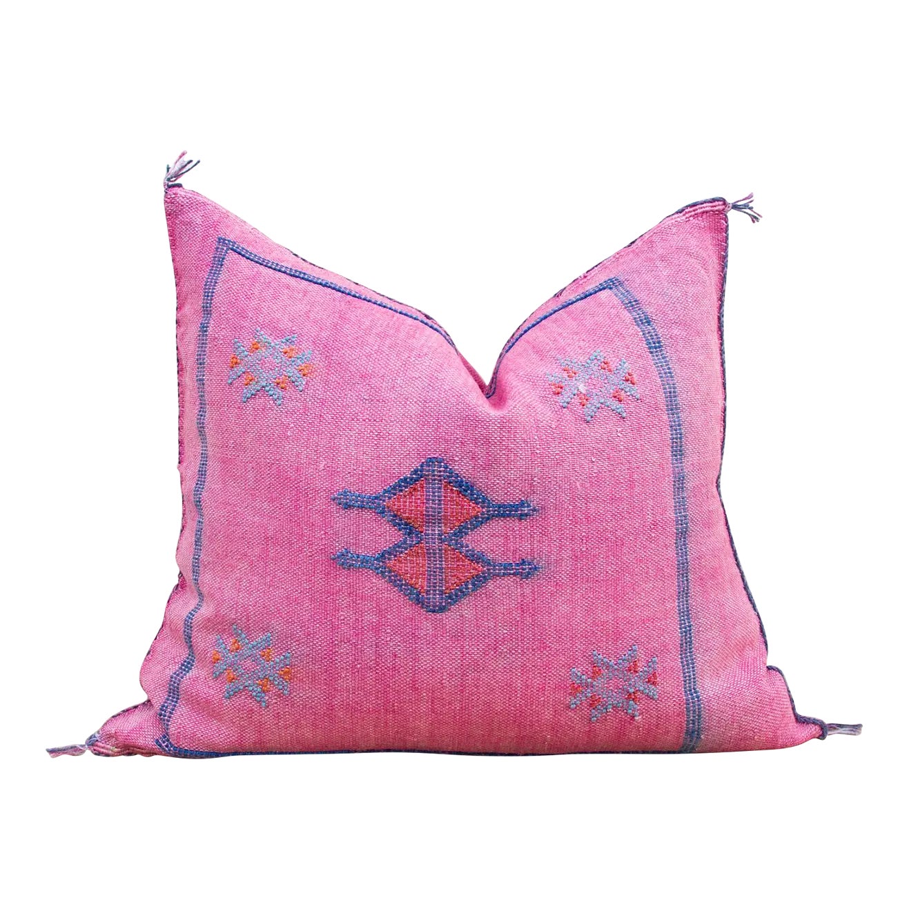 Magenta Moroccan Silk Rug Pillow | Chairish
