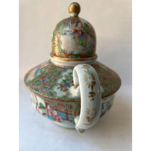 19th Century Antique Rose Medallion Teapot | Chairish