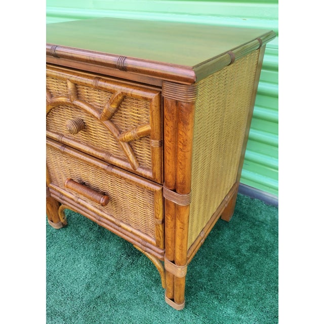 Vintage Henry Link Faux Bamboo Single 2 Drawer Nightstand | Chairish