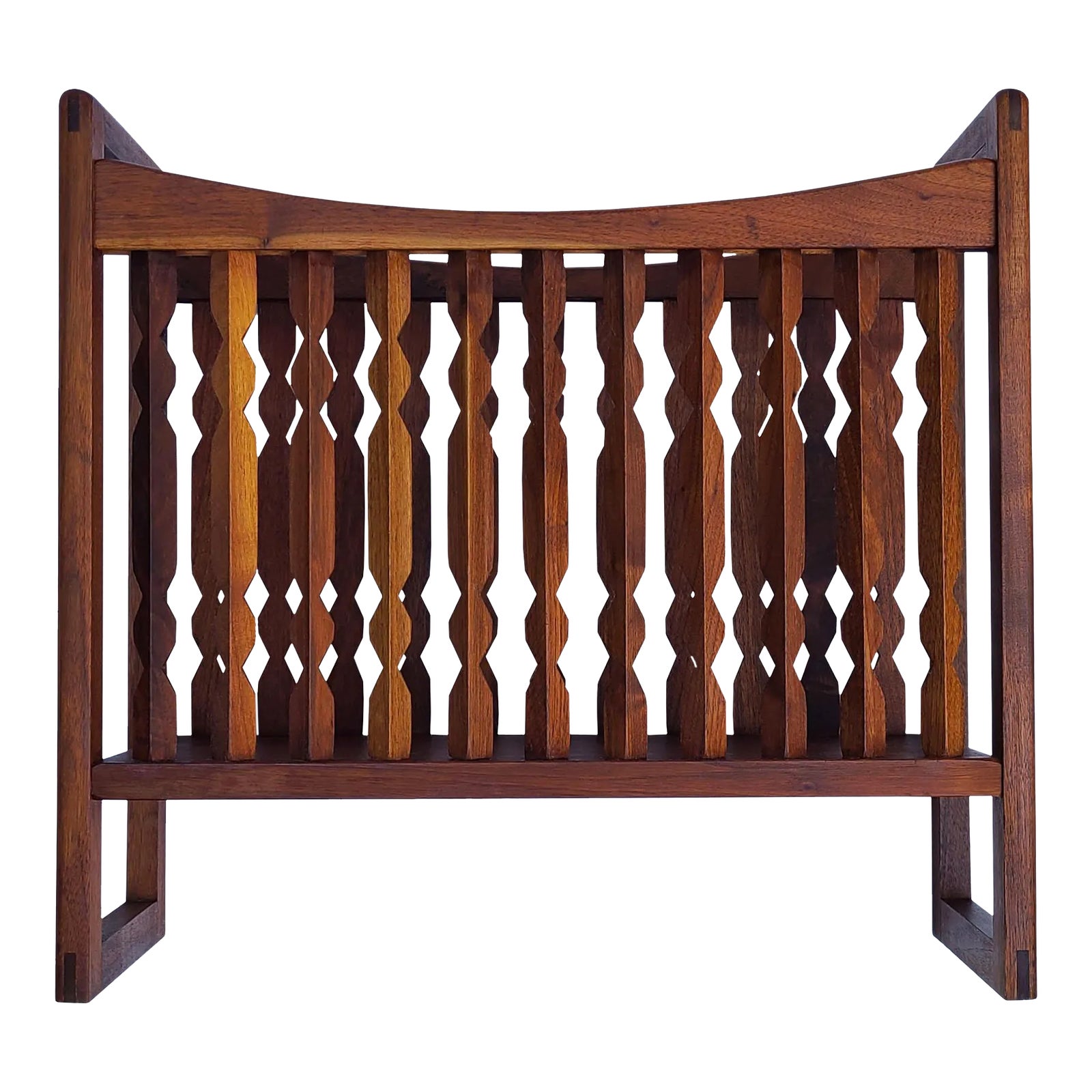 1960s Notched Solid Walnut Columns Magazine Rack/Holder by Arthur ...