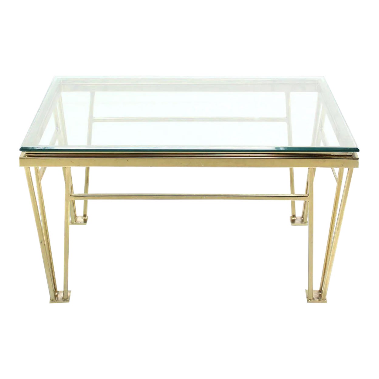 Hollywood Regency Geometric Frame Rectangular Brass Side Table With ...