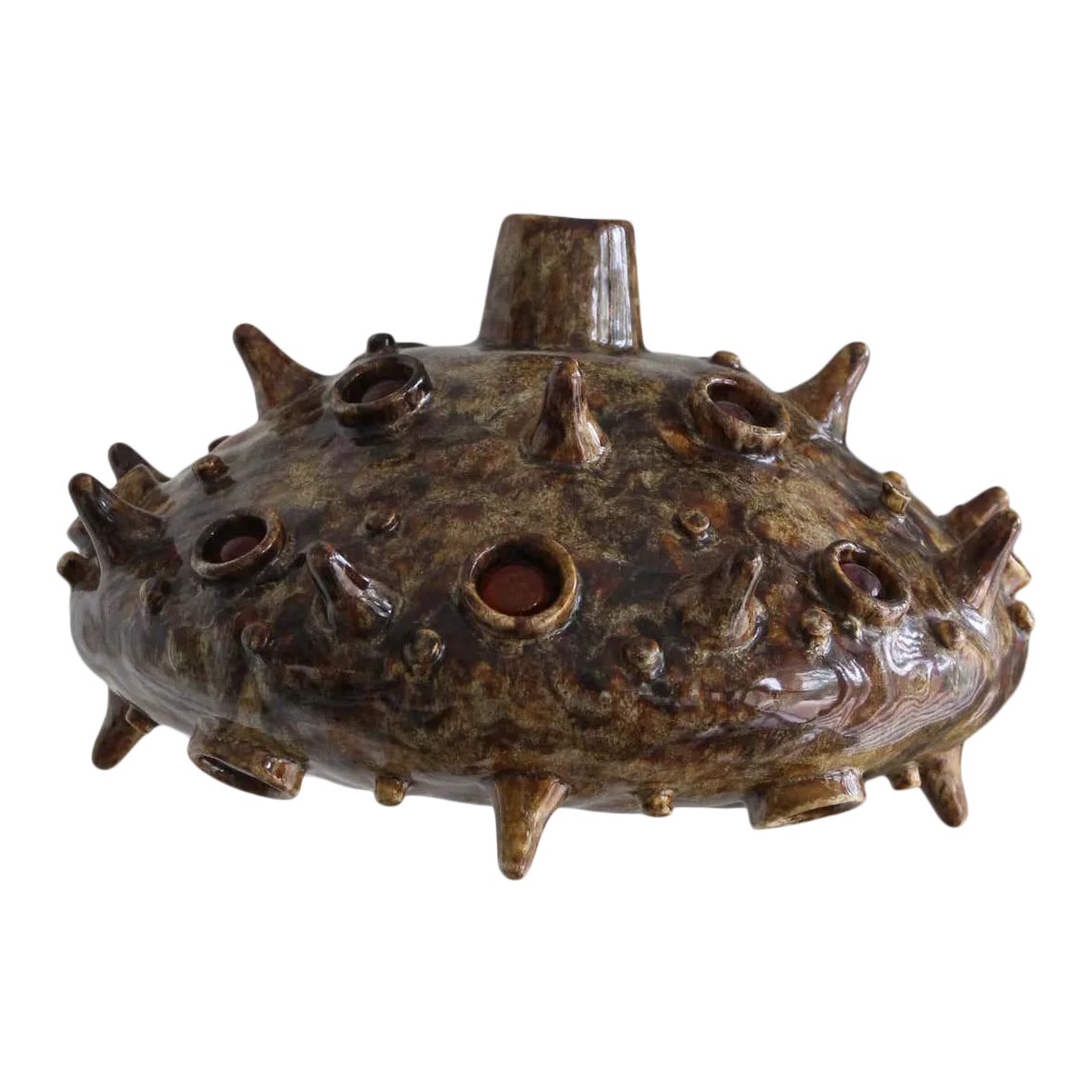 Mid Century Ceramic Hanging Jeweled Fixture, Denmark | Chairish