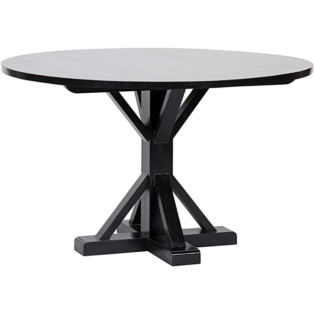 Criss-Cross Round Table, 48", Hand Rubbed Black | Chairish