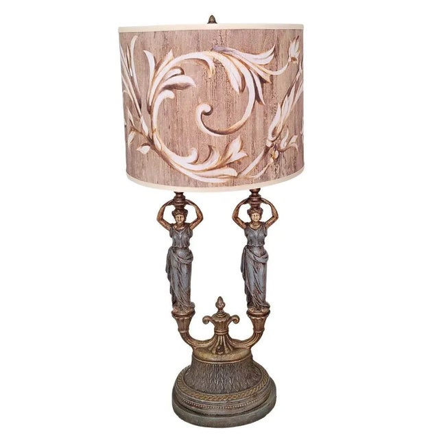 Mid-Century Regency Roman Goddess Candelabra Statue Table Lamp by ...