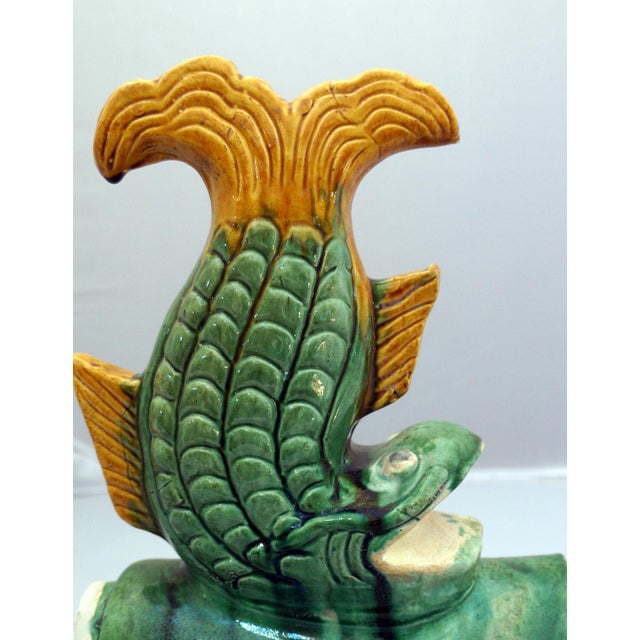 Vintage Makara Dragon Fish Roof Tile | Chairish