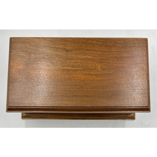 Mid Century Hardwood Jewelry Tabletop Box Brass Hardware Hinged Lid ...