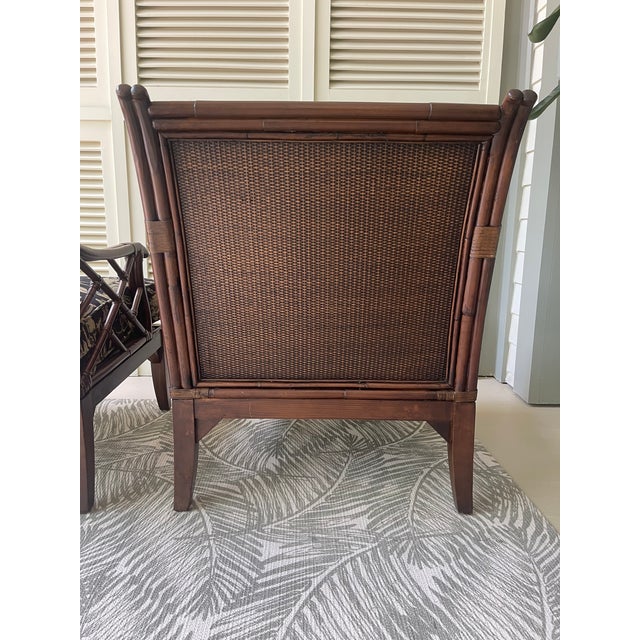 Pair of Braxton Culler Tropical Coastal Rattan Accent Chairs With Palm ...