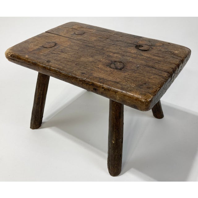 Primitive Wood Stool | Chairish
