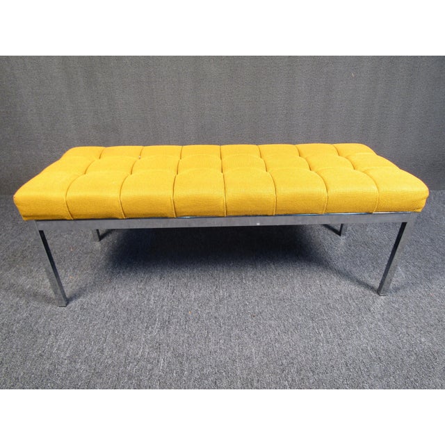 Mid 20th Century Midcentury Chrome and Upholstery Bench | Chairish