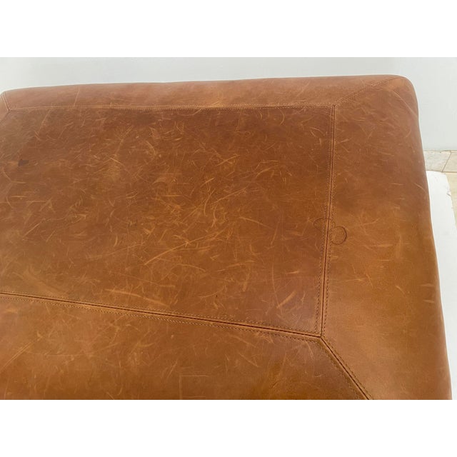 Victorian English Style Leather Ottoman With Brass Casters and Nailhead ...