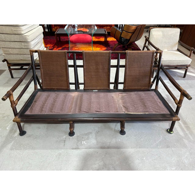 1950s John Wisner for Ficks Reed Rattan Campaign Sofa | Chairish