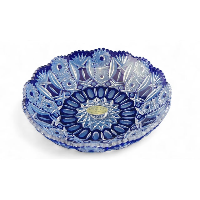 Very Fine Hungarian Cobalt Blue & Clear Cut Crystal Glass Bowl by ...
