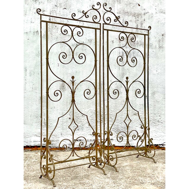 Vintage Regency Wrought Iron Gate Screen | Chairish