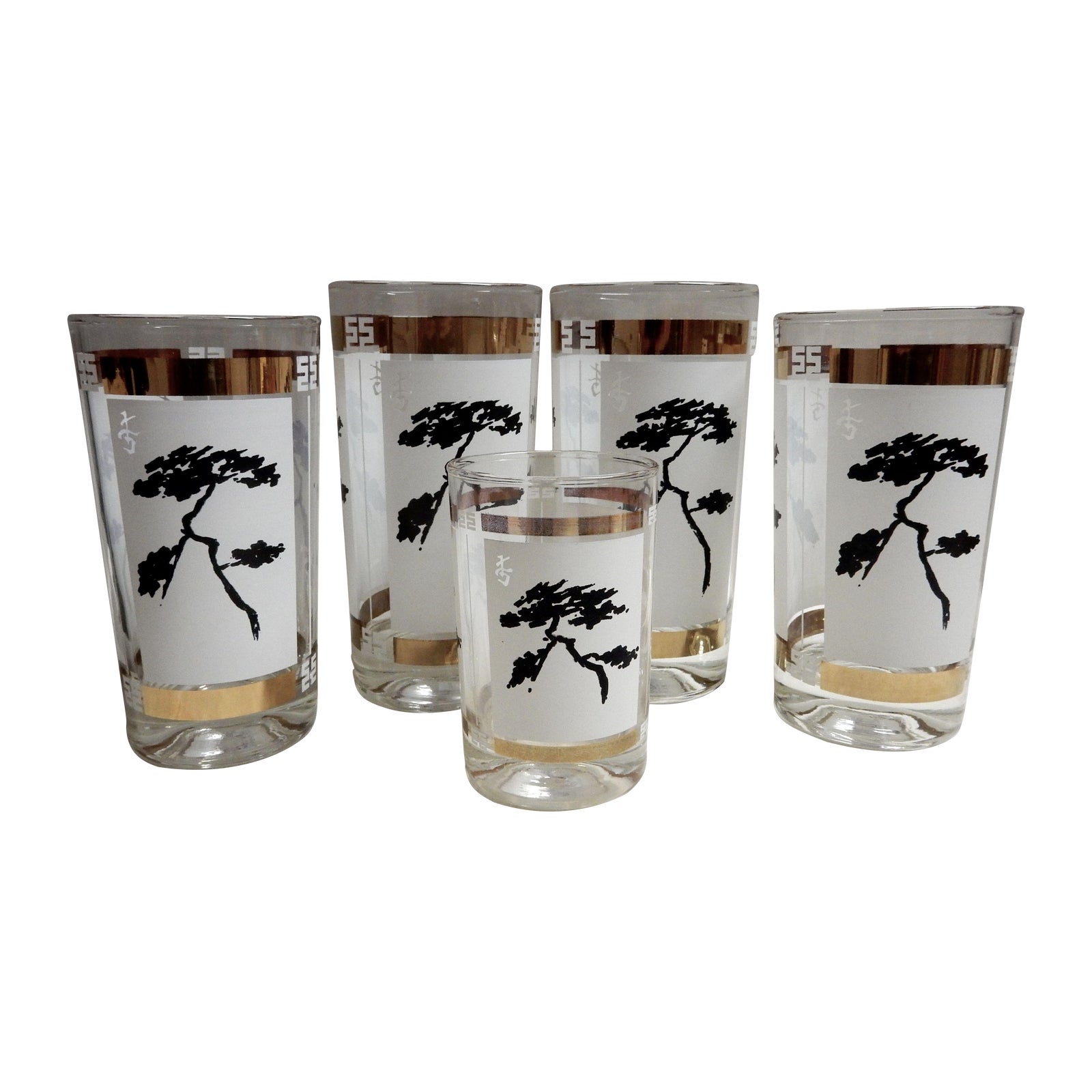 Pagoda Tree Glasses - Set of 5 | Chairish