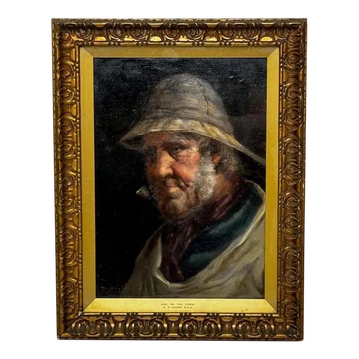 British Newlyn School Oil Painting Portrait Cornish Fisherman by David ...