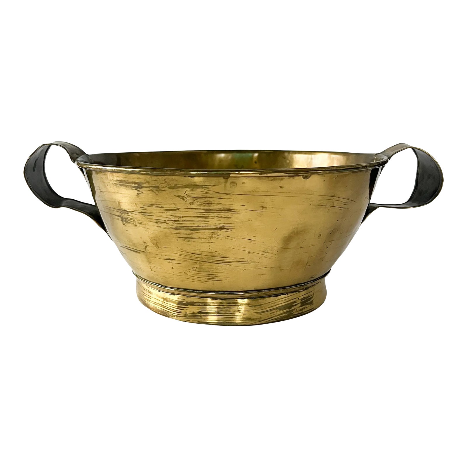 Vintage Brass Bowl with Side Handles | Chairish