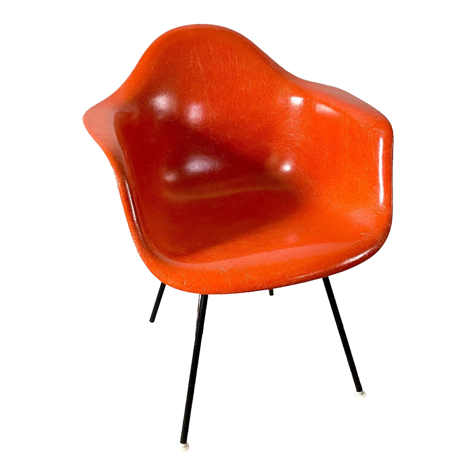 Eames Shell Arm Chair Red / Orange Dax Herman Miller Mid Century Modern ...