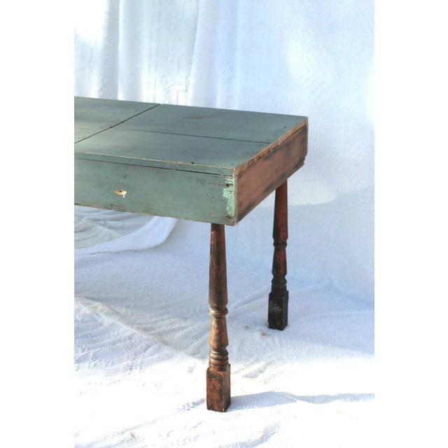 1900s Antique Blue Farmhouse Table - Rustic Dining Table to Seat 8 ...
