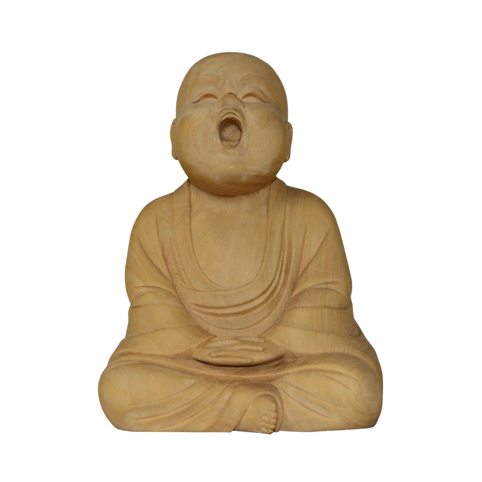 Artist Crafter Light Wood Color Meditate Monk Statue Practicing ...