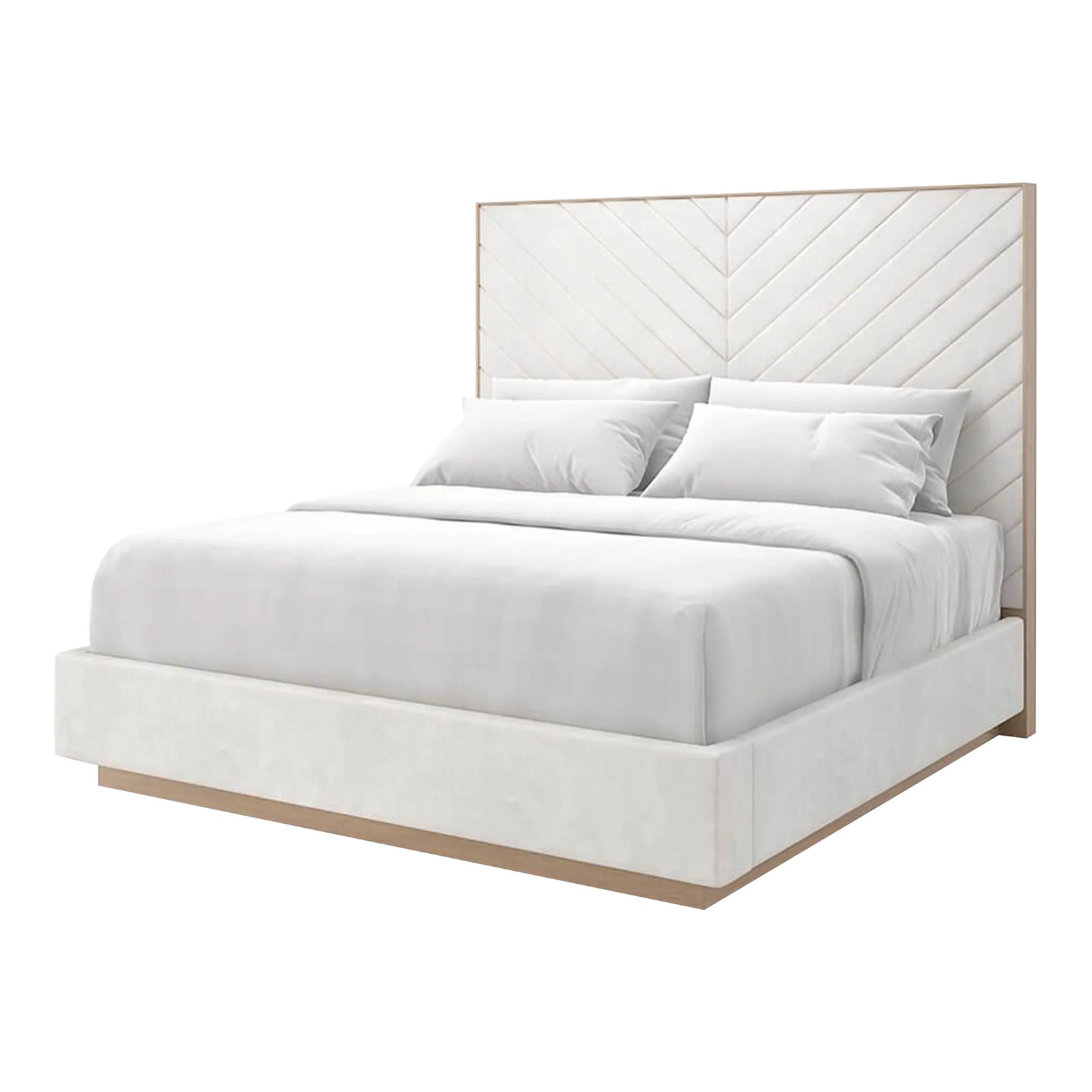 Cream Upholstered King Bed | Chairish