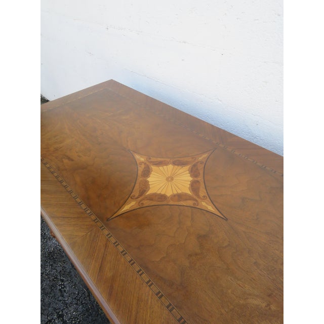 French Inlay Long Console Library Dining Extension Table | Chairish