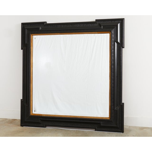Grand Dutch Baroque Style Ebonized Beveled Glass Ripple Mirror Chairish