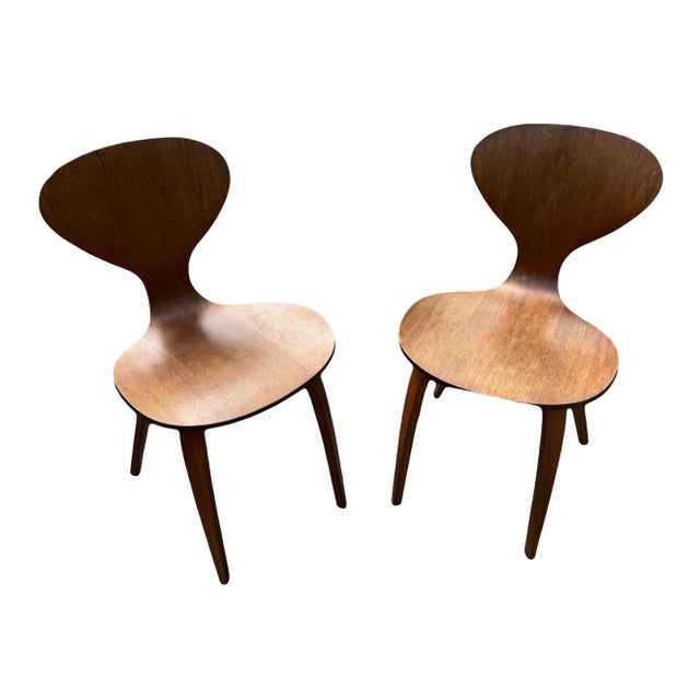 Mid-20th Century Norman Cherner Style Bent Plywood Chairs - a Pair ...