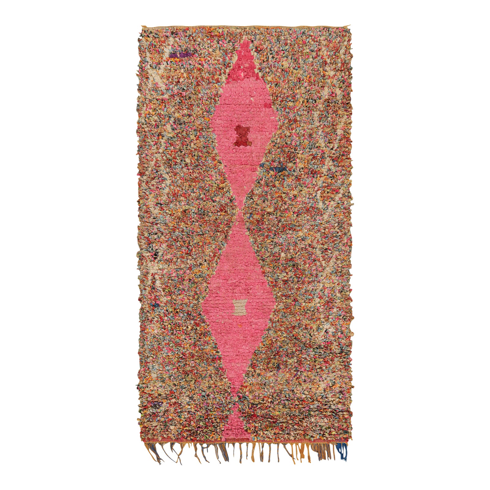 Vintage Mid-Century Moroccan Berber Runner With Pink Lozenges | Chairish
