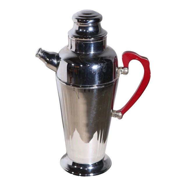 Art Deco Chrome Cocktail Shaker With Red Bakelite Handle Chairish