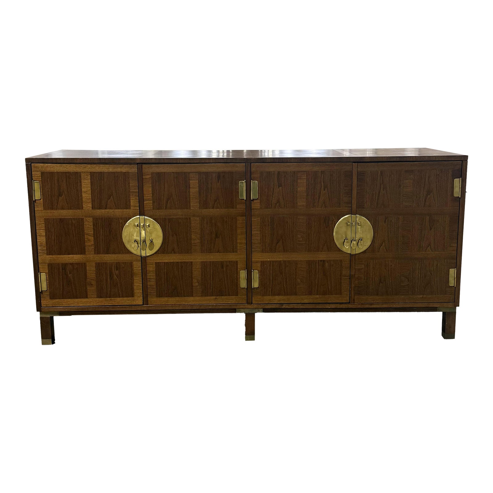 1960s Baker Banded Walnut Credenza Server | Chairish